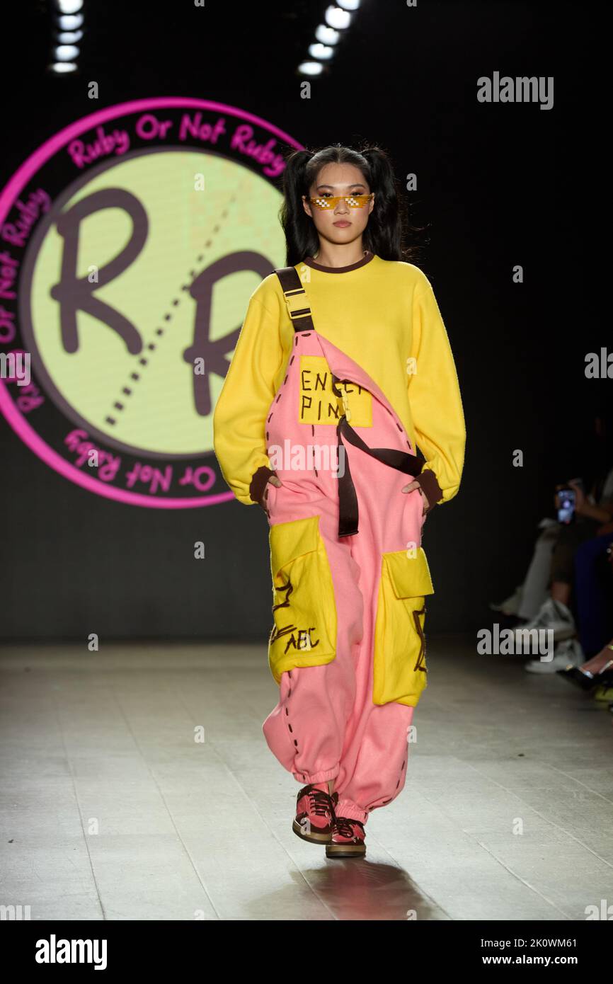 New York, New York, USA. 11th Sep, 2022. A model walks the catwalk for ...