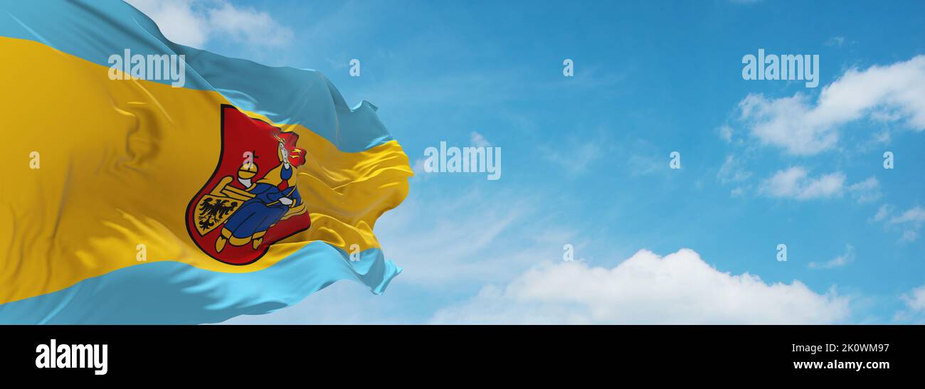 flag of Anglo-Frisian peoples Saterland Frisians at cloudy sky ...