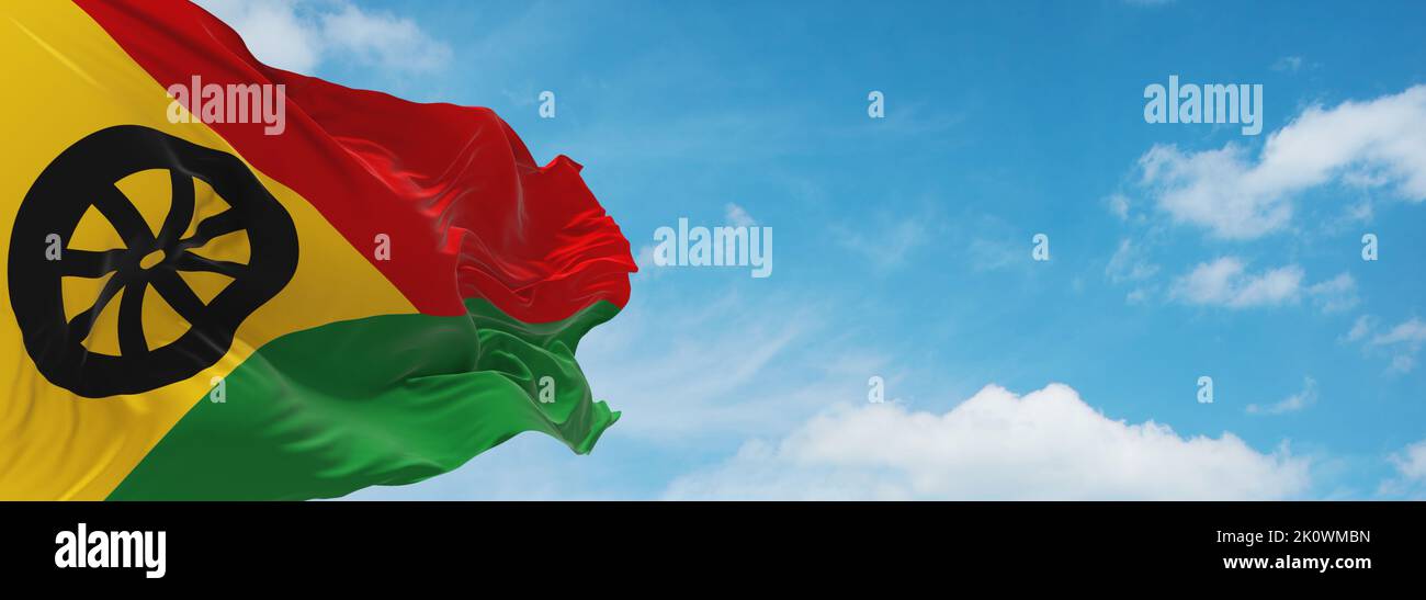 flag of Anglo-Frisian peoples Westereenders at cloudy sky background ...