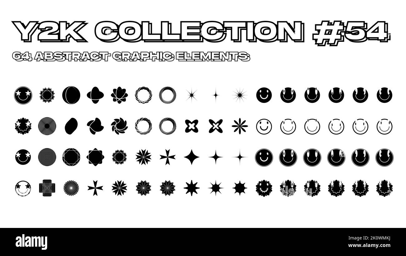 Retrofuturistic y2k geometry design elements collection. Cyber neo futuristic Stock Vector Image ...