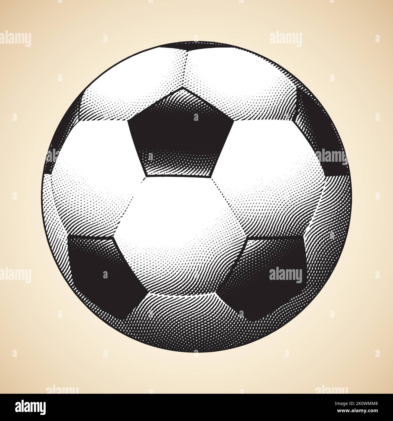 Illustration of Scratchboard Engraved Football with White Fill Stock ...