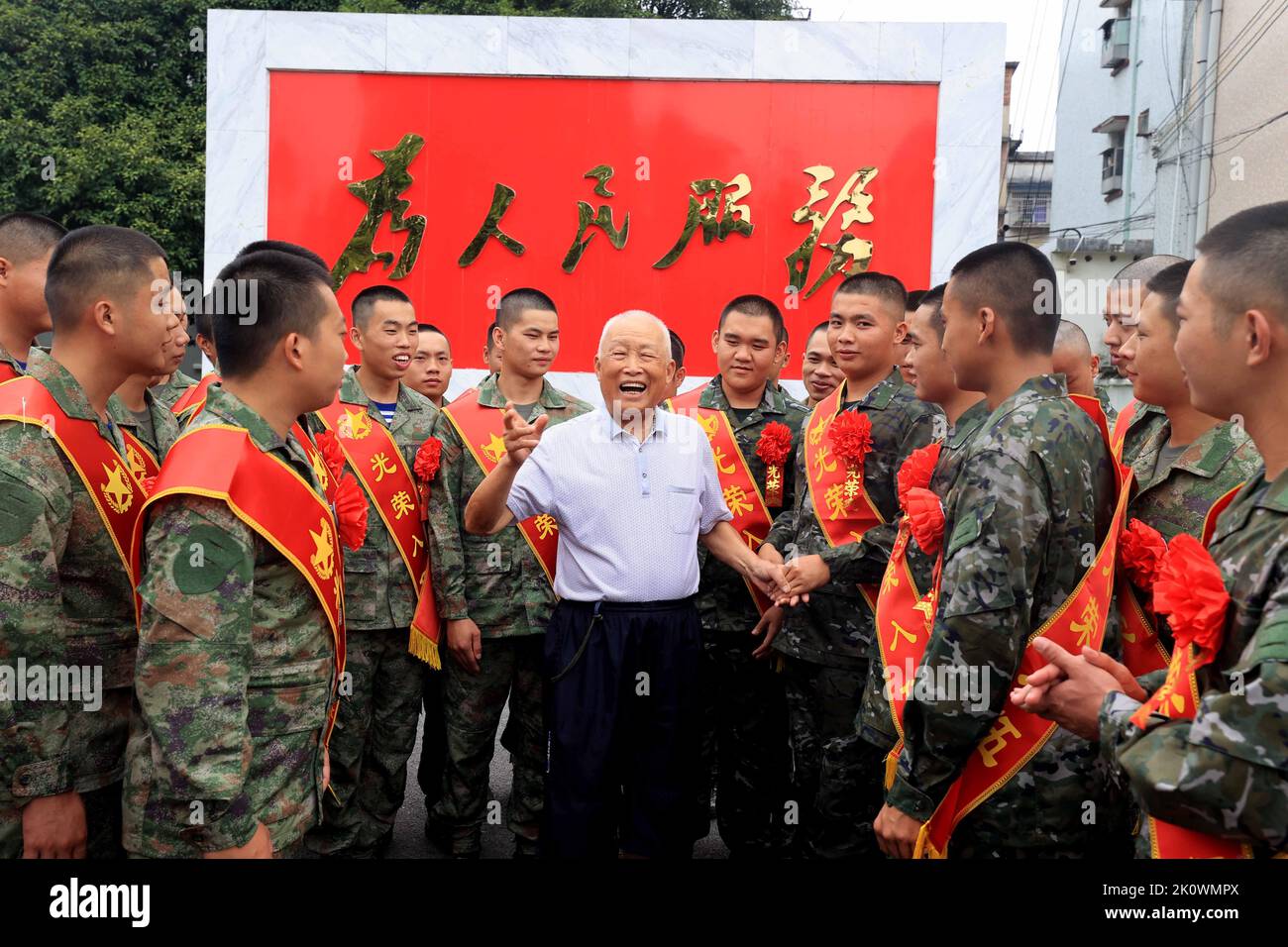 LIUZHOU, CHINA - SEPTEMBER 13, 2022 - Huang Dingbang, a 90-year-old veteran of Fighting against ...