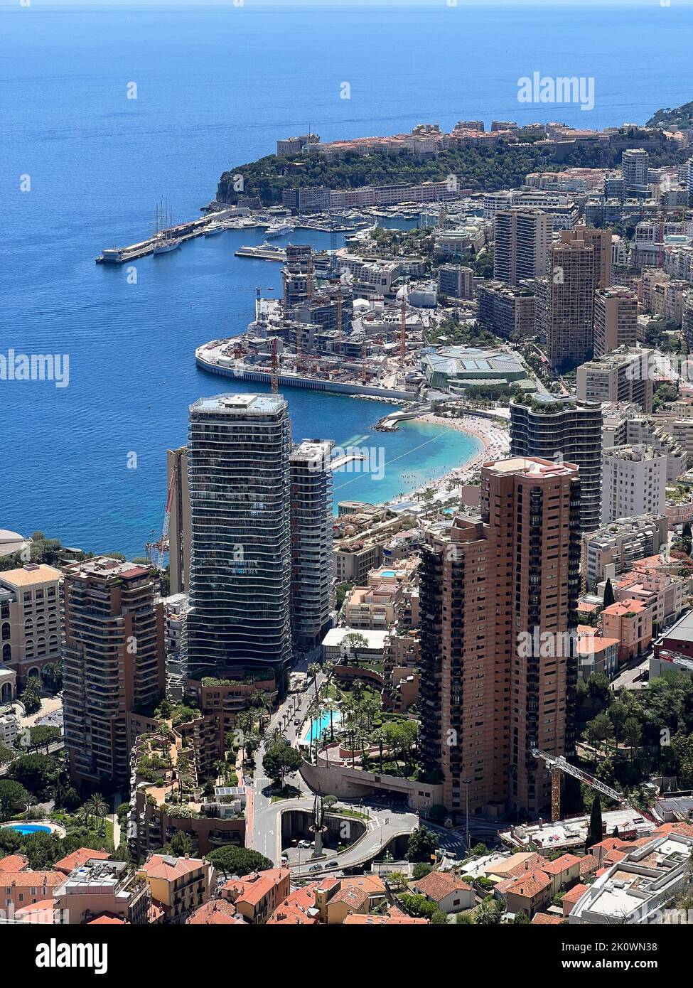 A beautiful aerial view of Monaco city with modern buildings and a sea ...