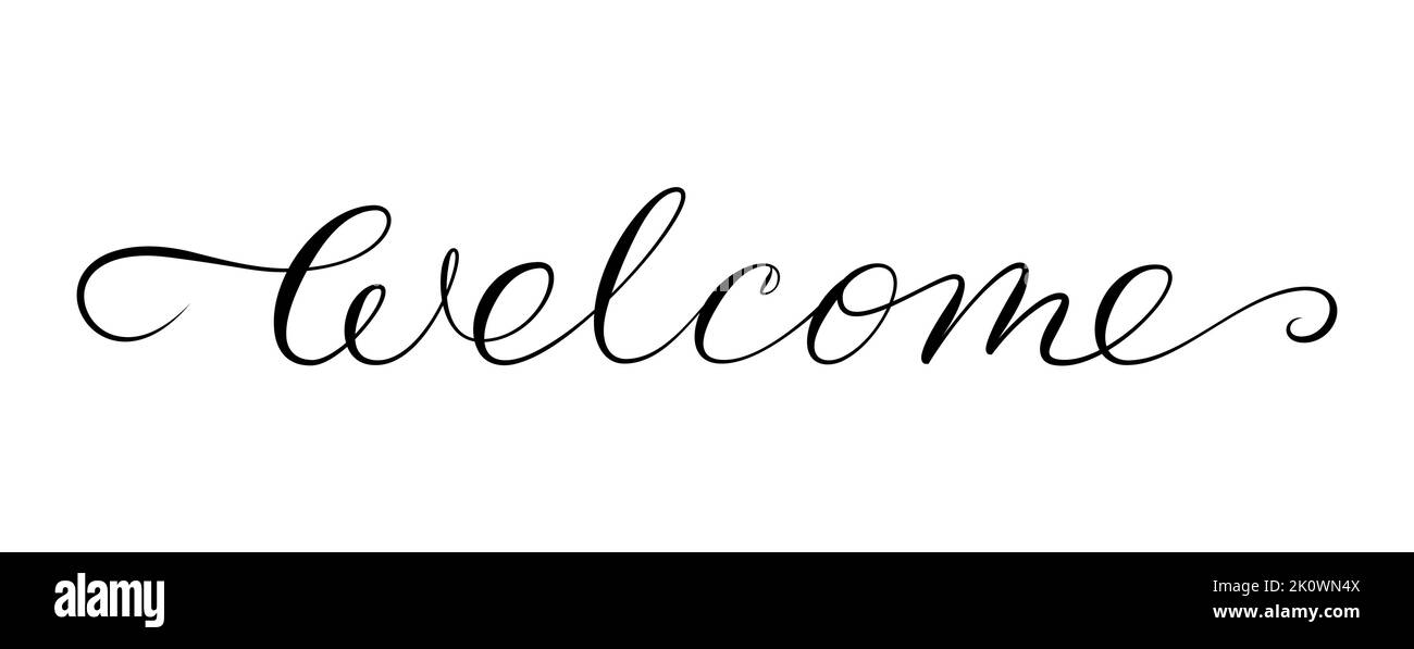 Welcome swashes calligraphy for landing page ui web mobile app, poster banner, flyer inscription ...