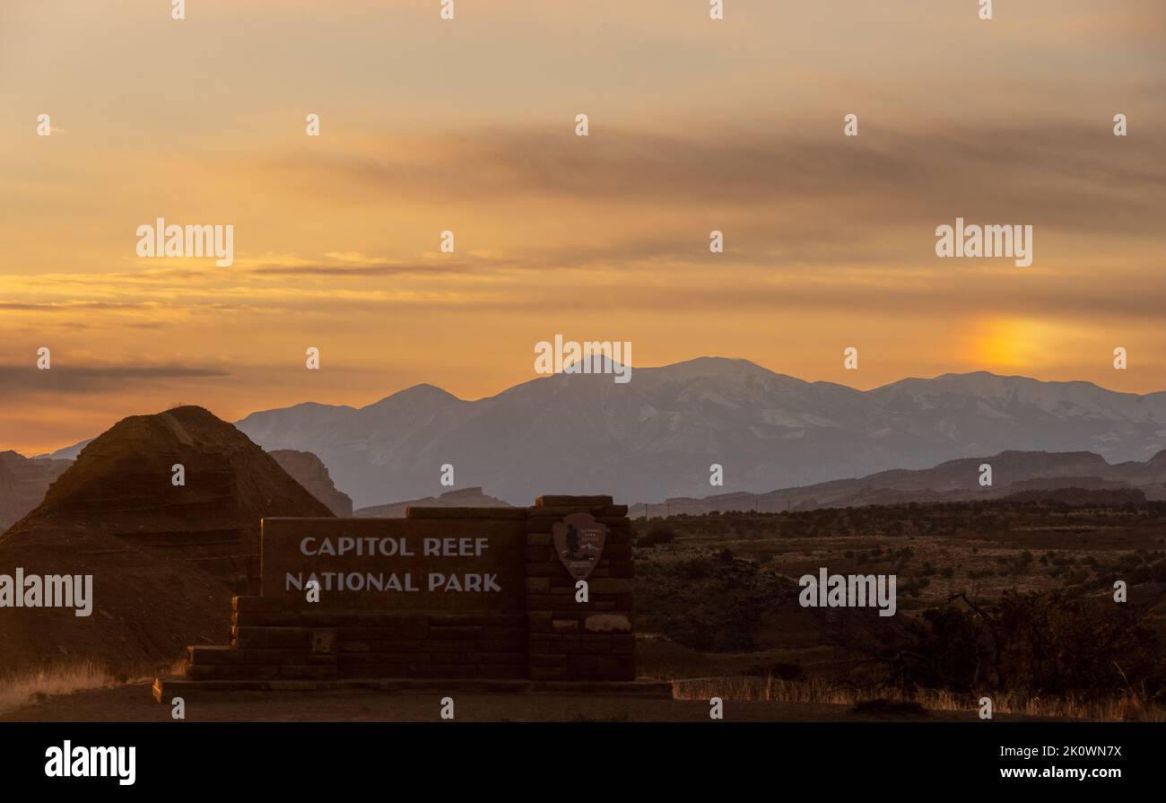 Capitol Reef National Park, United States: March 7, 2022: Faint Rainbow ...