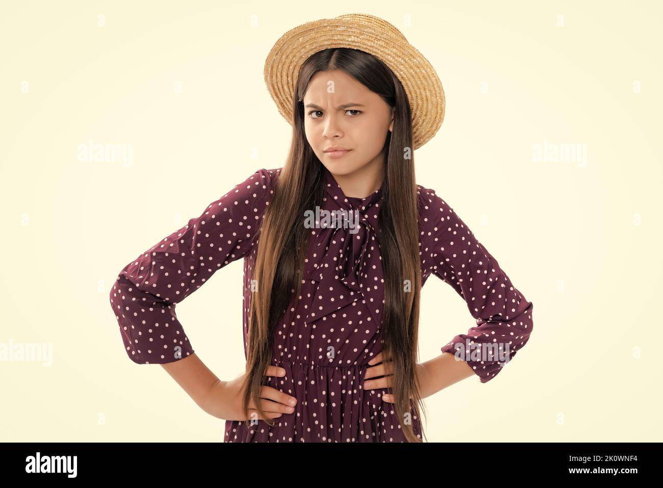 Unhappy upset teenager girl. Closeup portrait mad young child girl ...