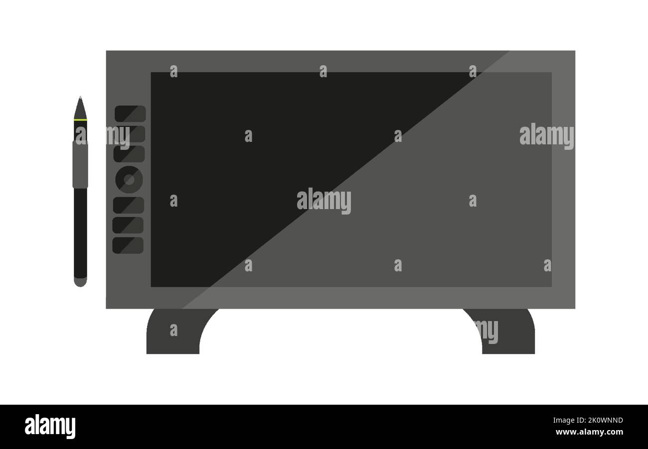 Graphic tablet pen digital draw device black flat. Modern desktop ...