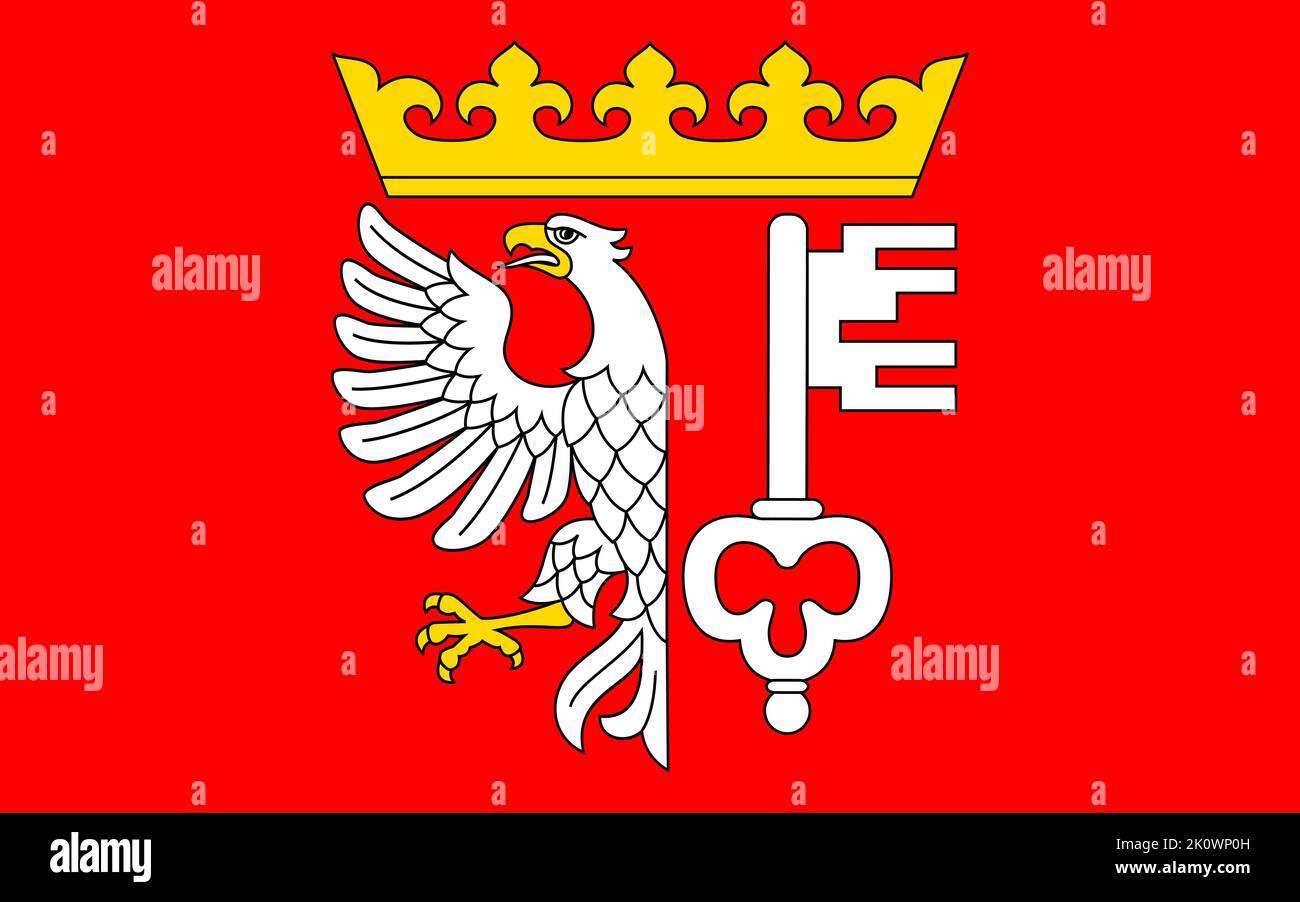 Top view of flag Rogozno, Poland. Polish city. travel and patriot ...