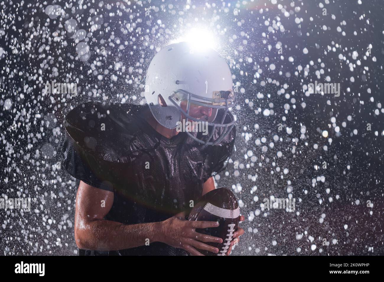 American Football Field: Lonely Athlete Warrior Standing on a Field ...