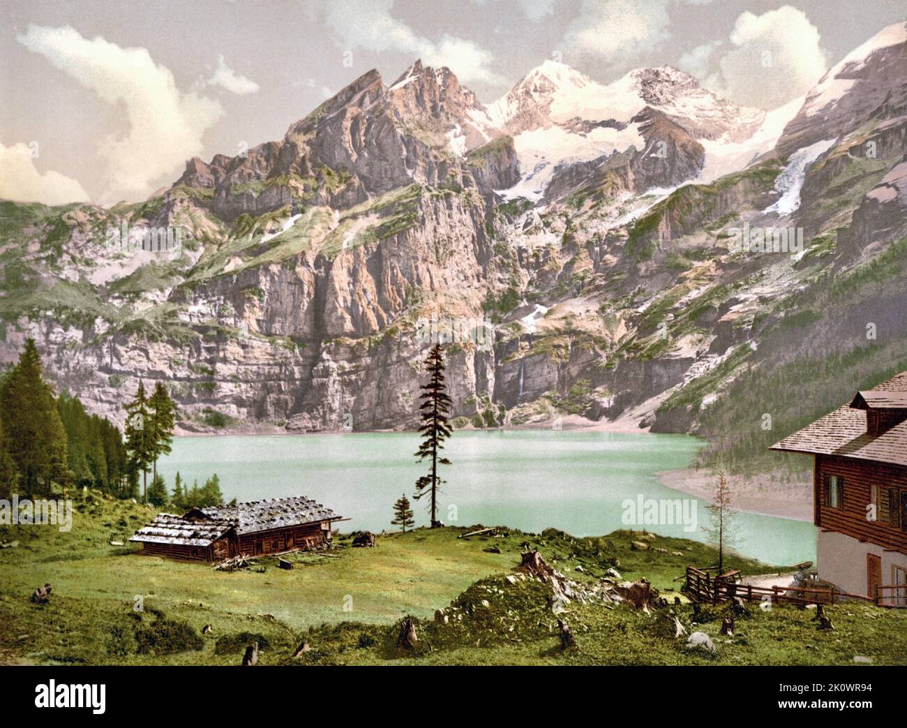 Oeschinen Lake, Bernese Oberland, Bern, Switzerland 1890 Stock Photo ...