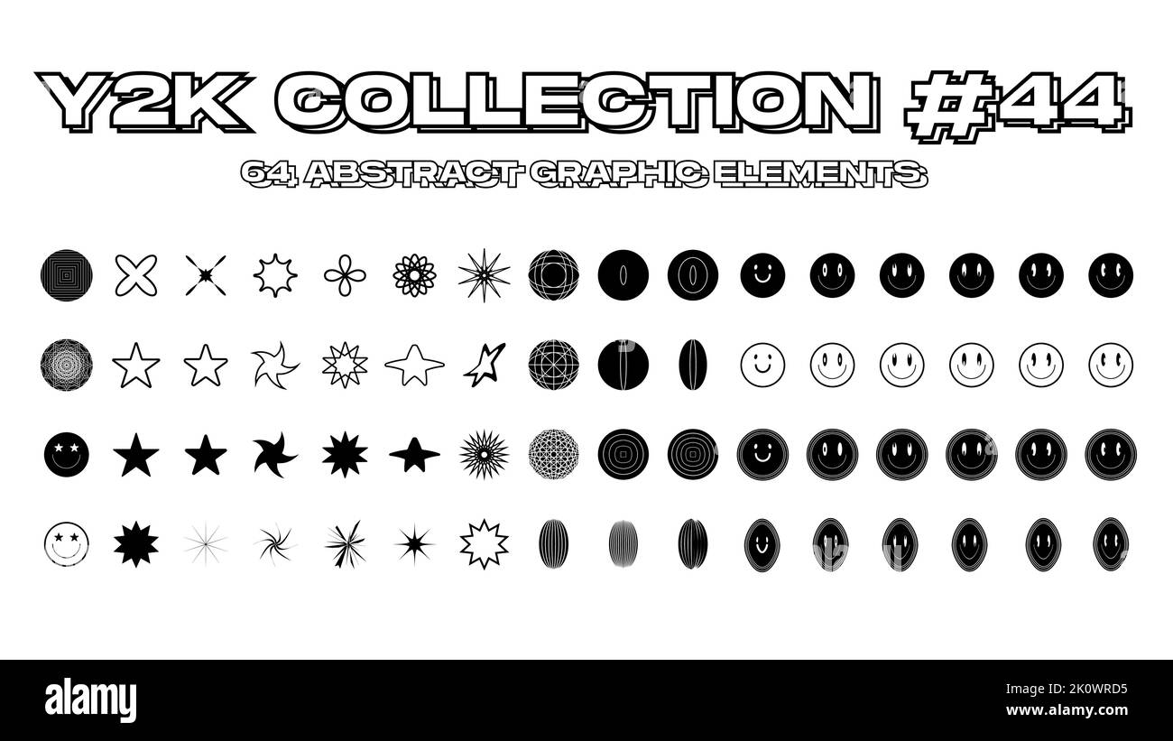 Retro futuristic elements for design. Collection of abstract graphic ...