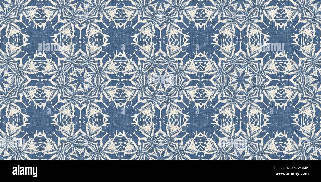 Farmhouse blue snow flake border background. Frosty damask french ...