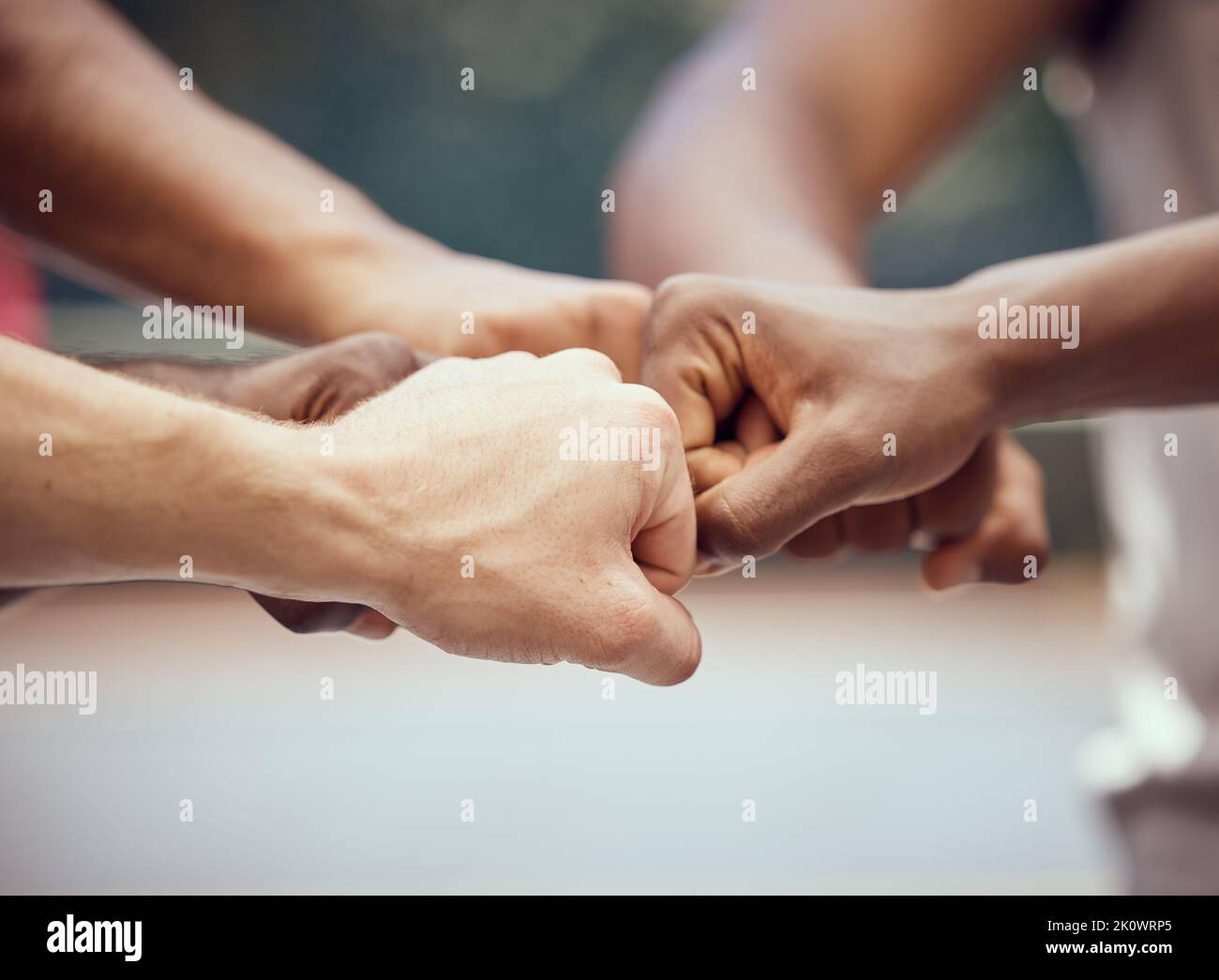 Hands, teamwork and motivation with a team of people joining their ...