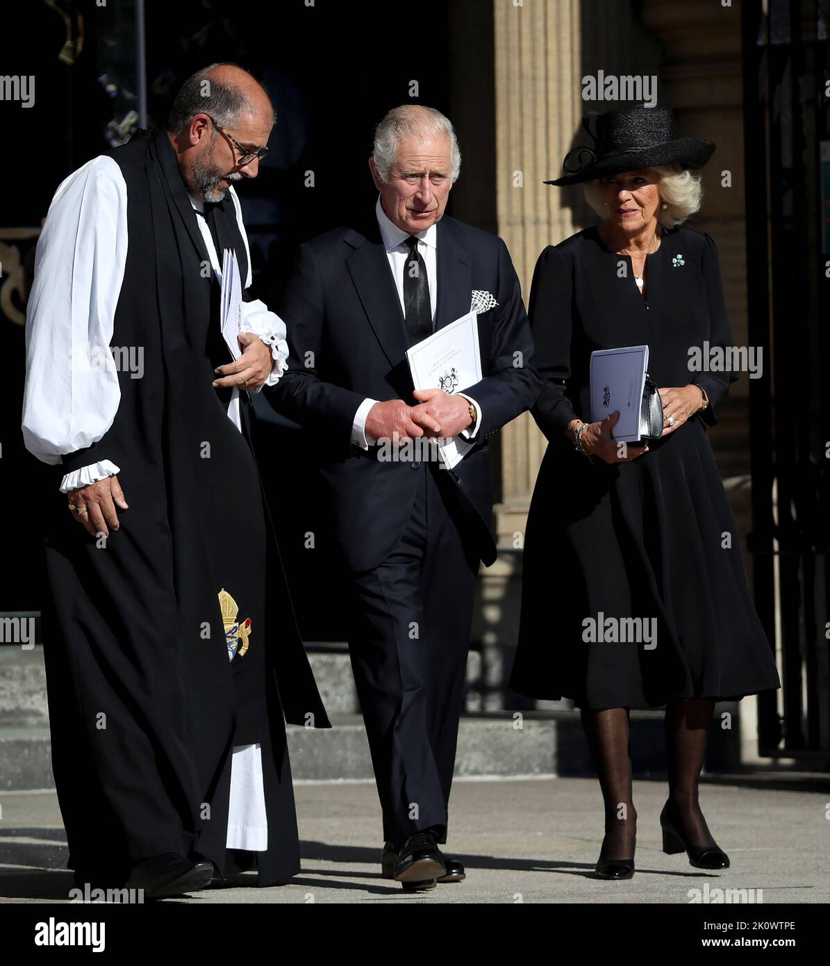 Britain's King Charles III (C) attends a Service of Reflection for the ...