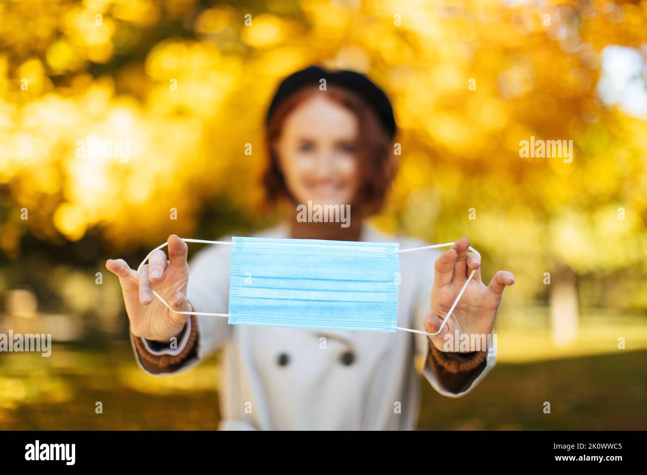Portrait red haired woman beret hi-res stock photography and images - Alamy