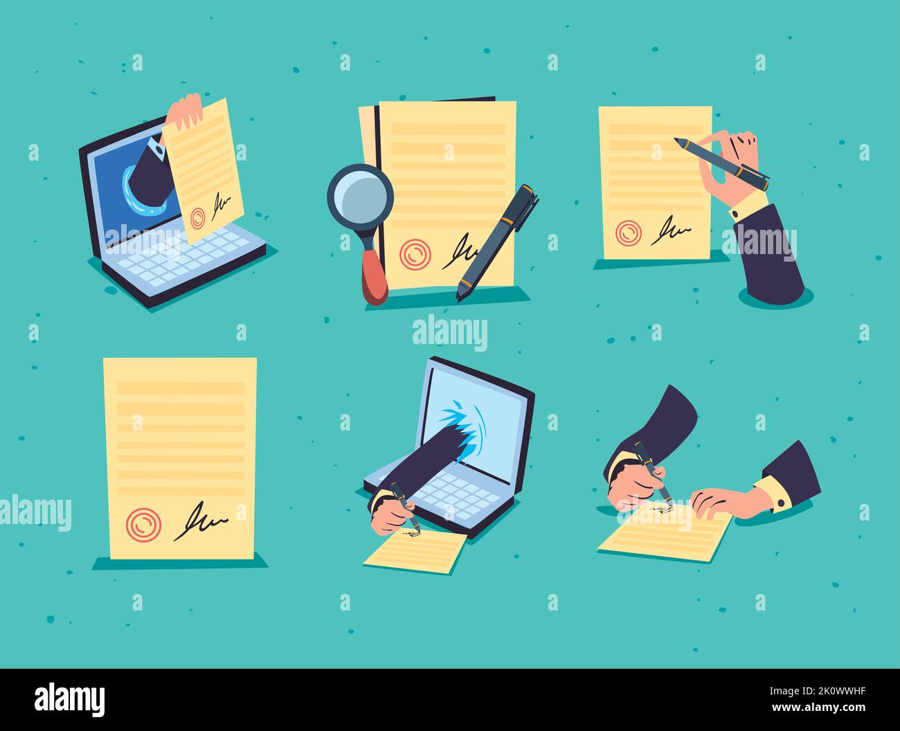flat sign documents bundle Stock Vector Image & Art - Alamy