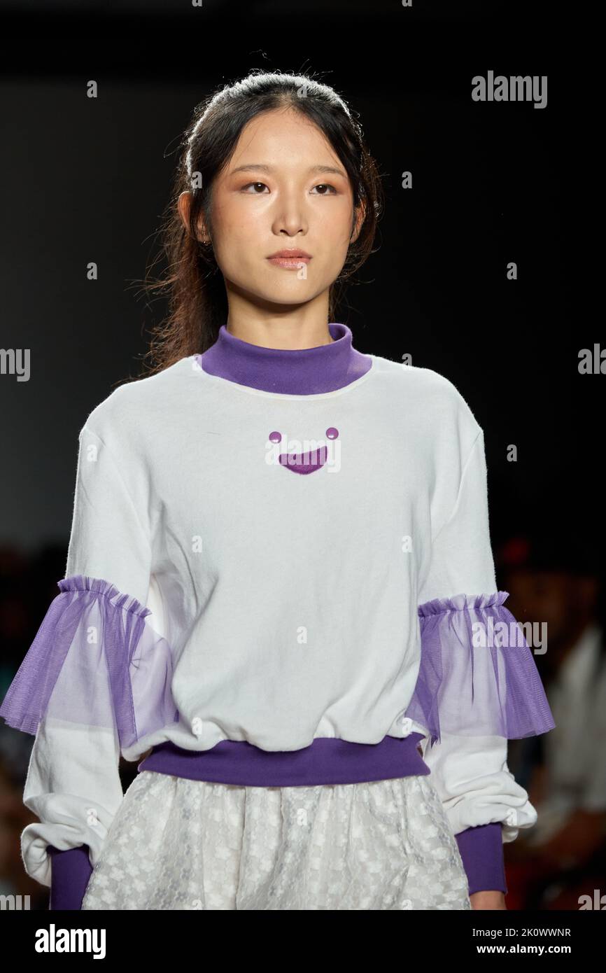 New York, NY, USA. 11th Sep, 2022. Alex S. Yu presents his runway ...