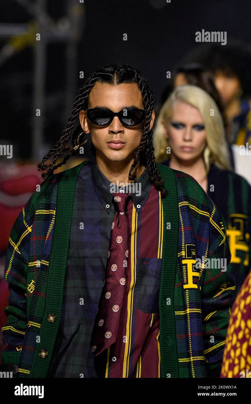 A model walks on the runway at the Tommy Hilfiger fashion show during ...