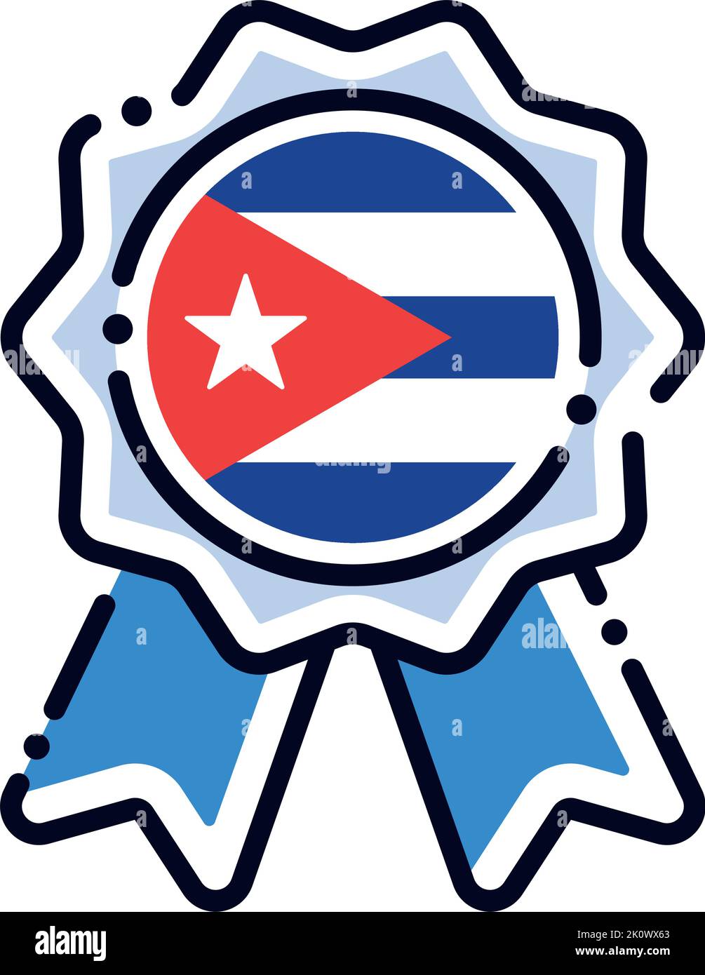 Isolated silk medal icon with the flag of Cuba Vector Stock Vector ...