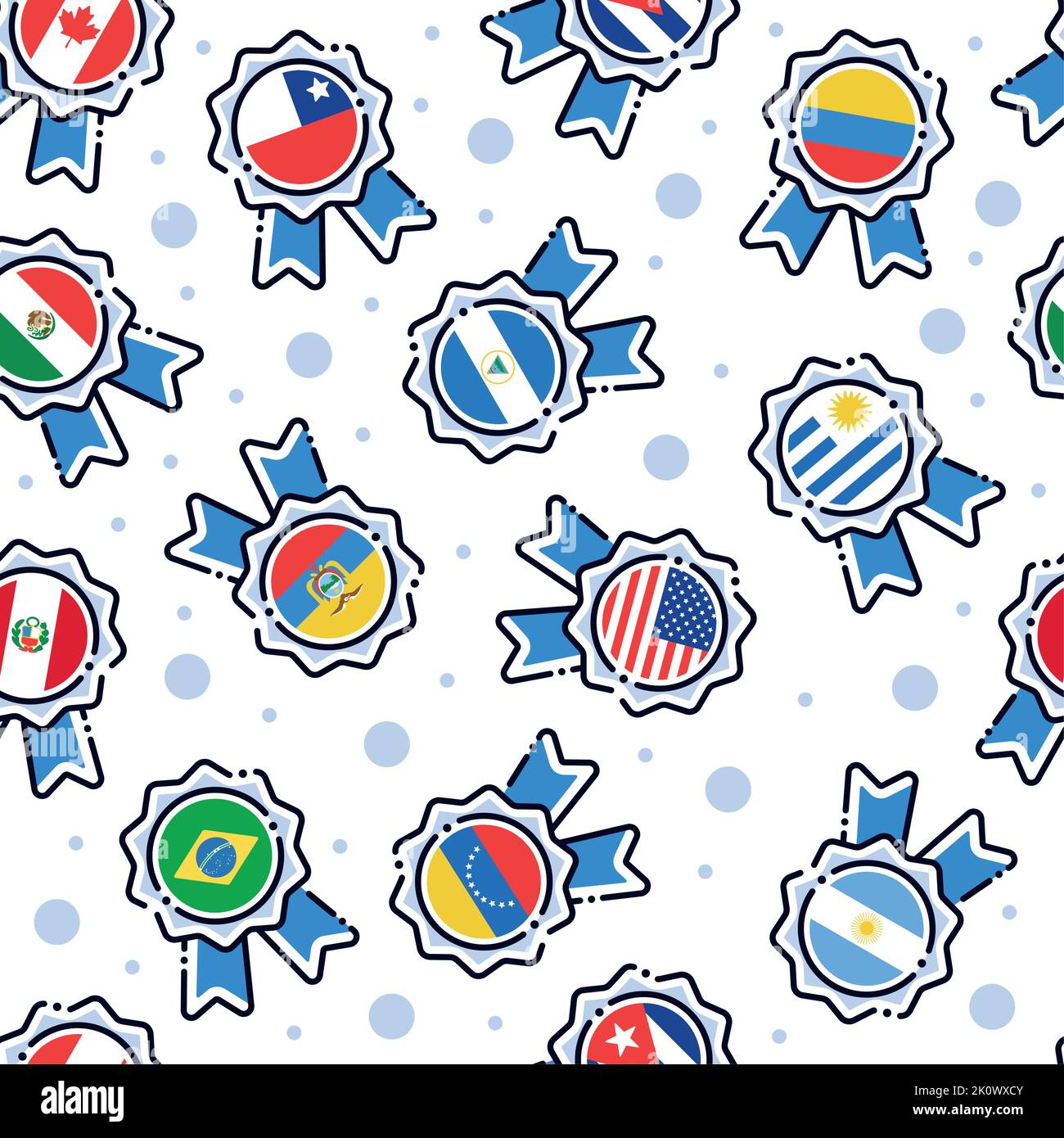 Seamless pattern background with silk medals with different flags ...
