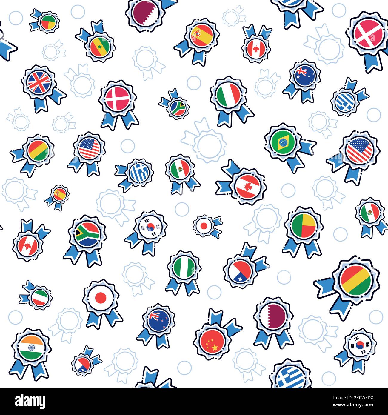 Seamless pattern background with silk medals with different flags ...