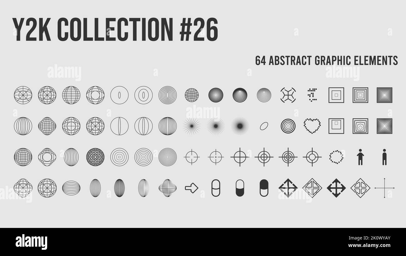 Abstract y2k brutalist shapes, trendy geometric elements. Trendy memphis style Stock Vector ...