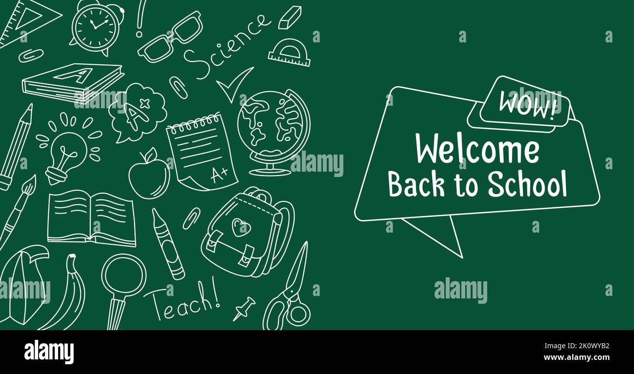Back to School Welcome banner school board. Advertisement poster ...