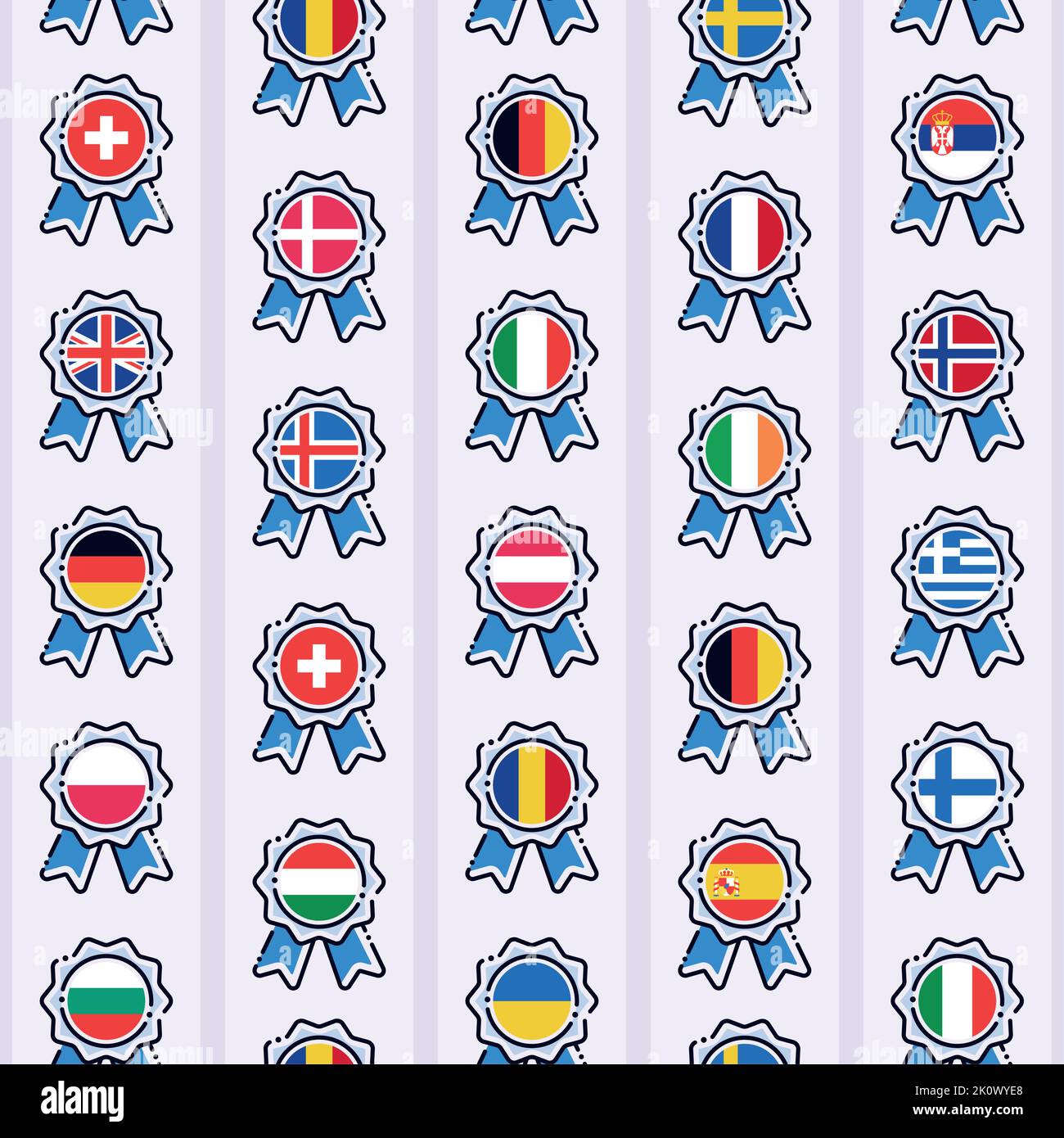 Seamless pattern background with silk medals with different flags ...