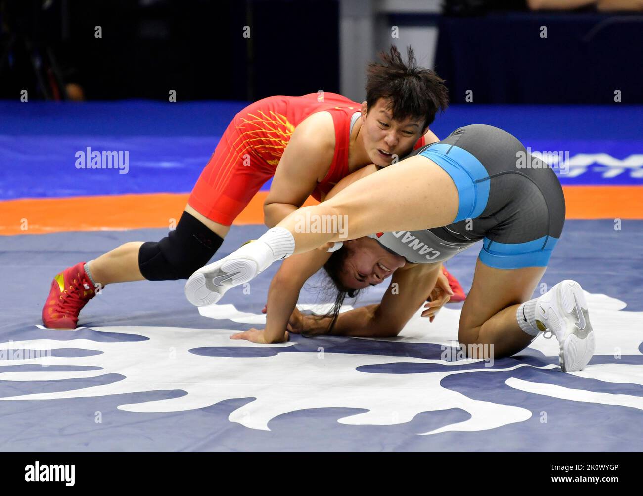 Belgrade, Serbia. 13th Sep, 2022. China's Luo Xiaojuan (L) fights with ...