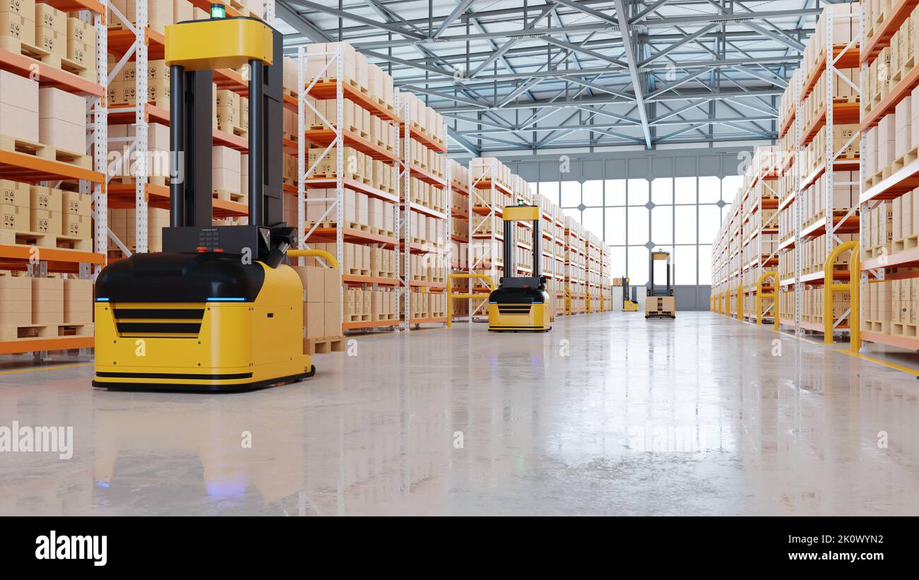 Forklift AGV efficiently sorting hundreds of parcels per hour automated ...