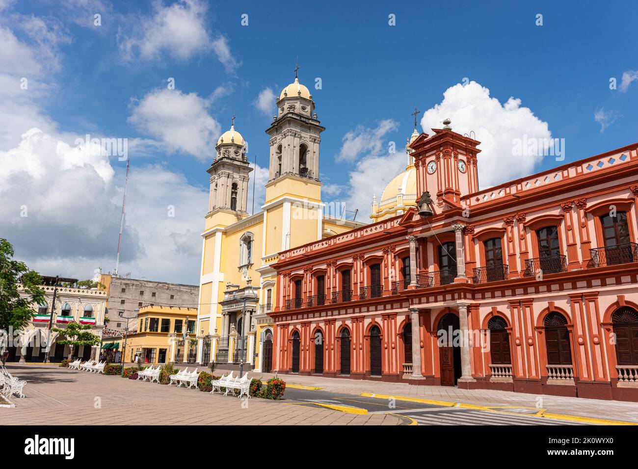 Colima, mexico, Colonial church and government palace of Colima ...