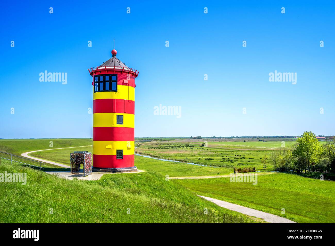 Lighthouse pilsum germany lower krummhoern pilsum hi-res stock ...