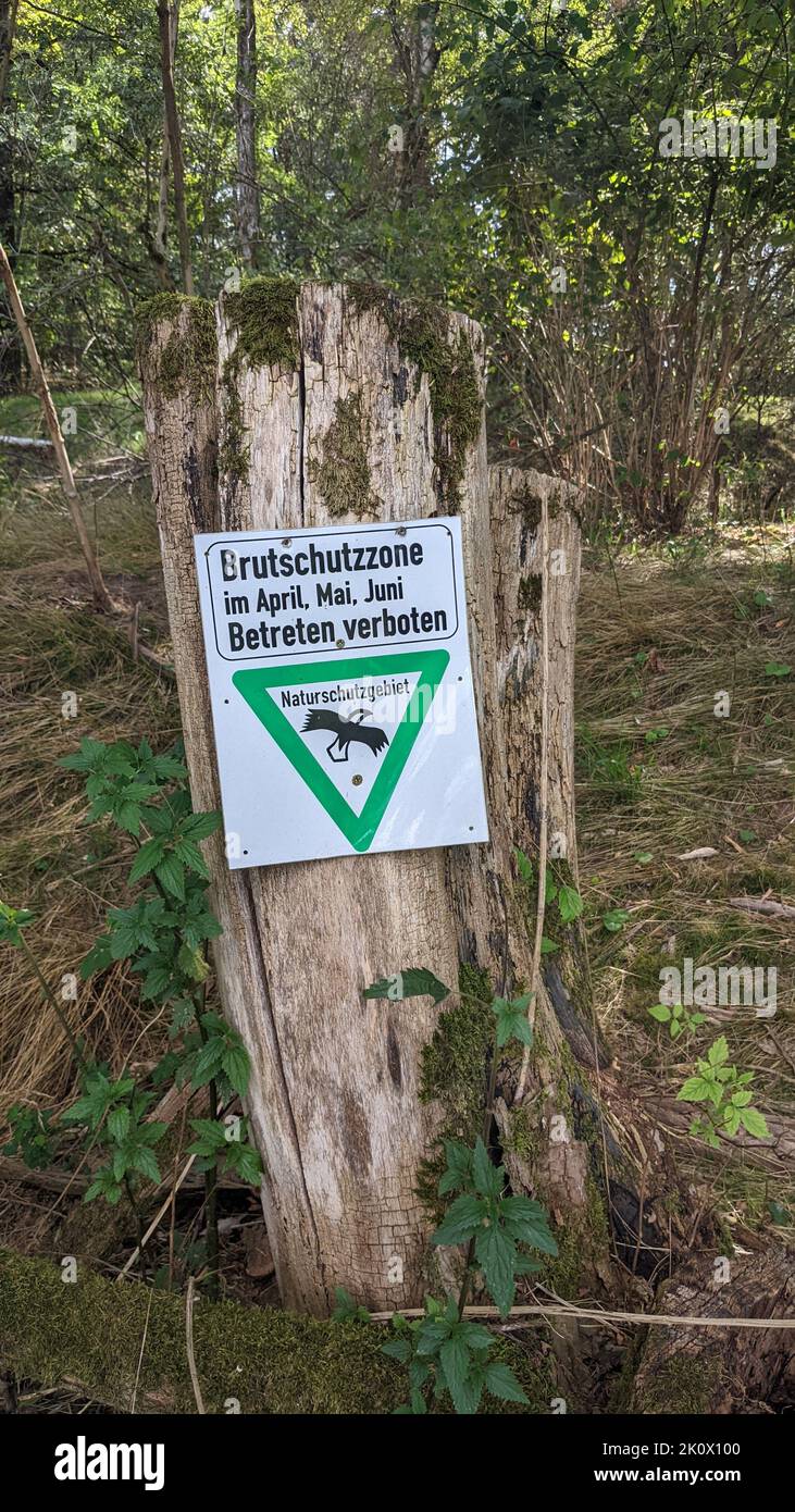 A closeup of No entry Sign for the core zone of the Hainberg nature ...