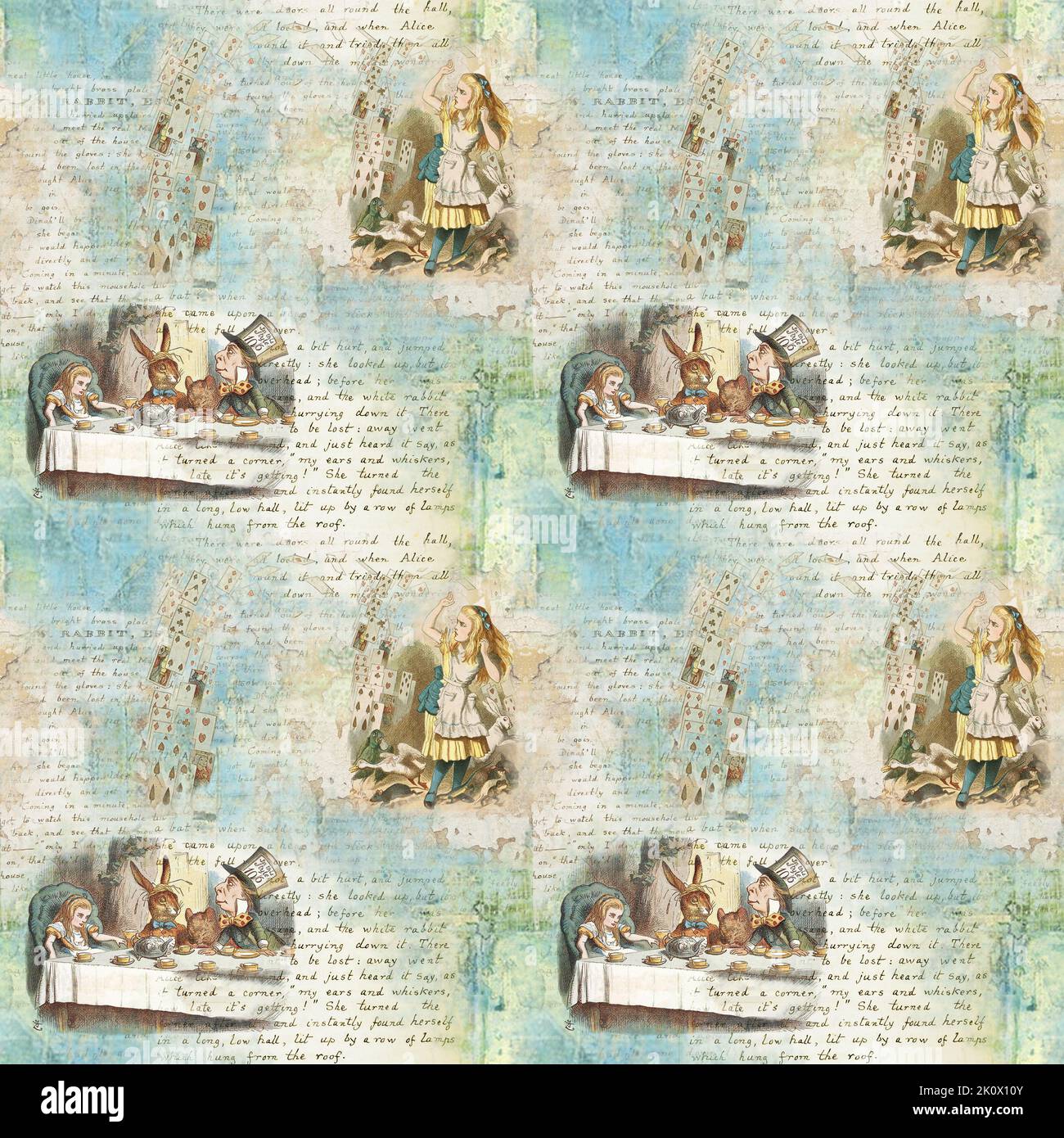 Alice in Wonderland seamless pattern Stock Photo - Alamy
