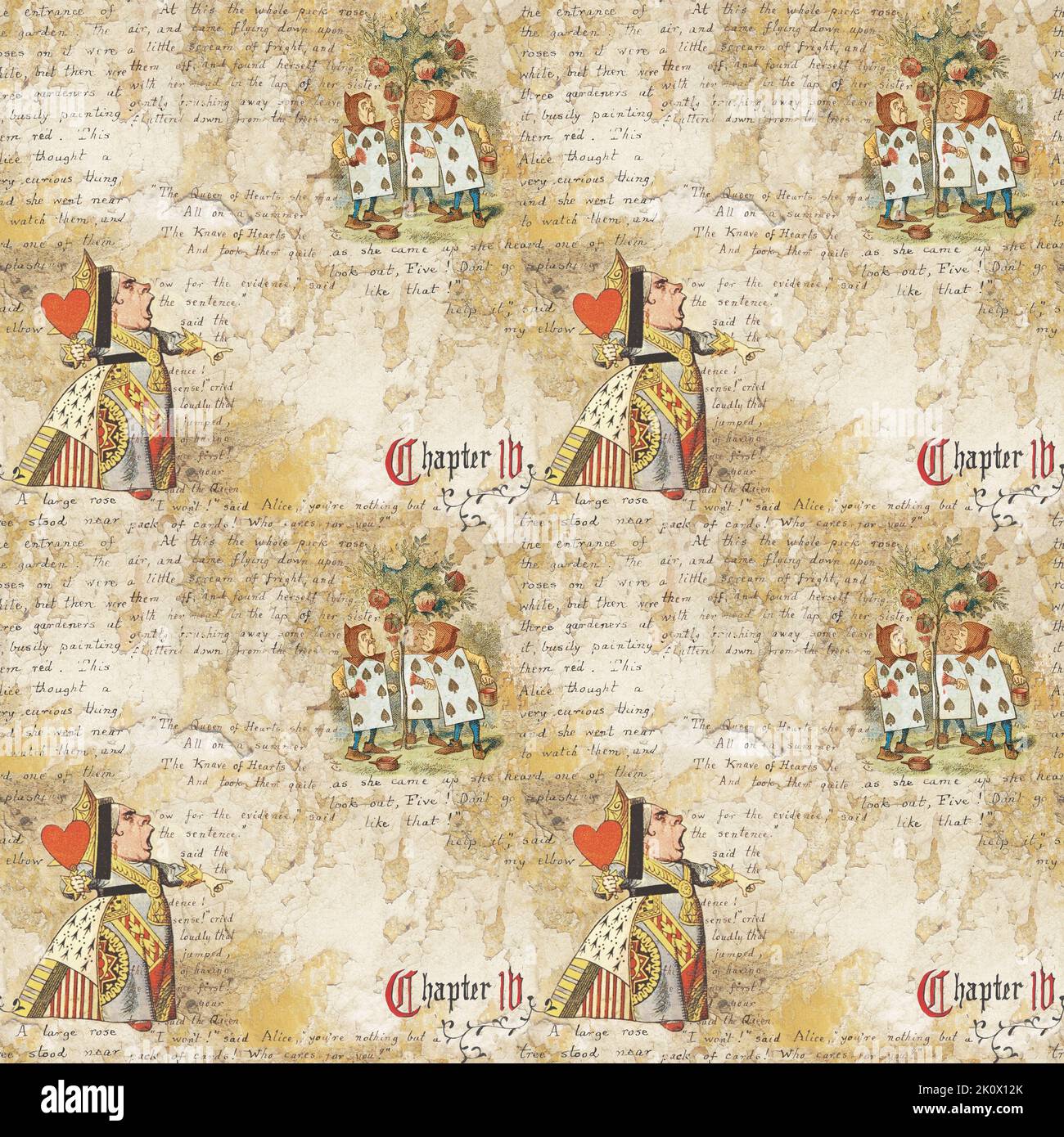 Alice in Wonderland seamless pattern Stock Photo - Alamy