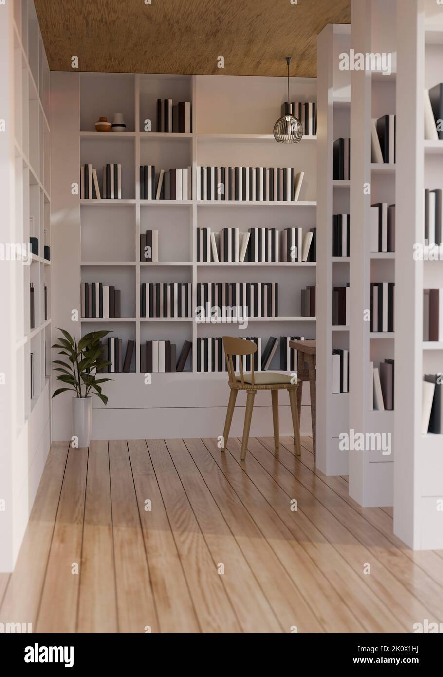 Modern Library Interior Design Render