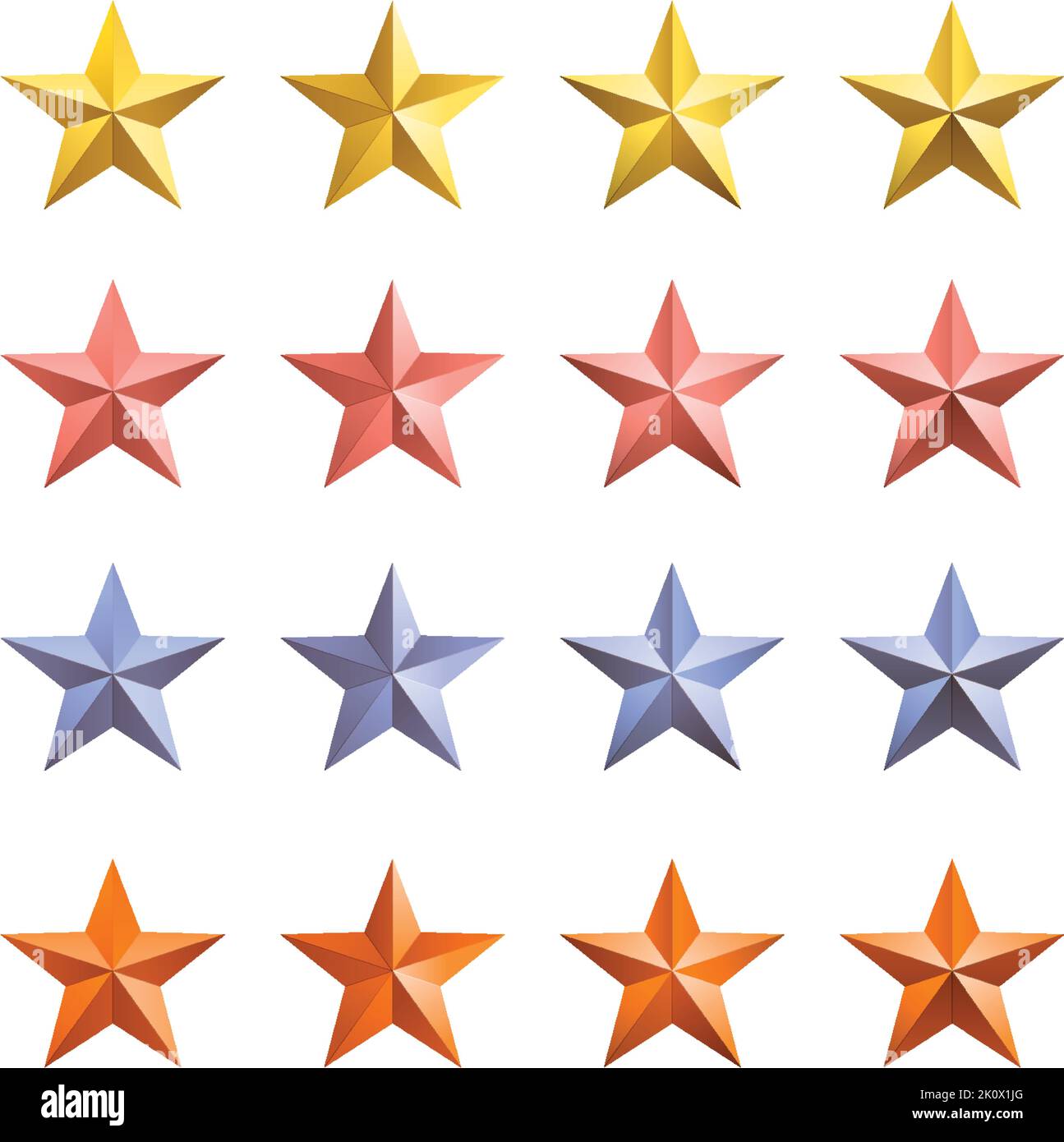 Set of different colours of 3D metal stars illustration Stock Vector ...