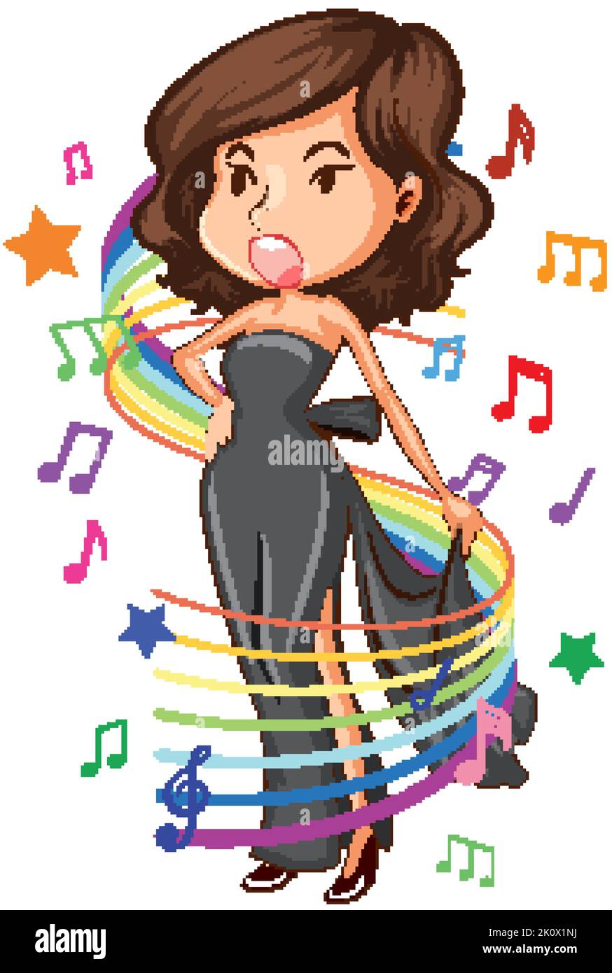 Female singer cartoon character illustration Stock Vector Image & Art ...