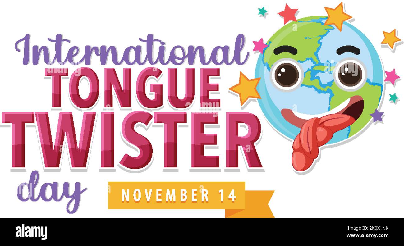International tongue twister day logo design illustration Stock Vector ...