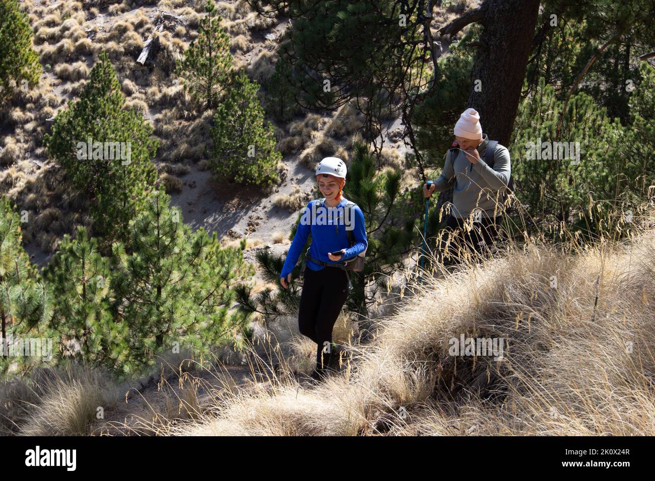 Climbers in the Nevado de Colima Volcano National Park, located in ...
