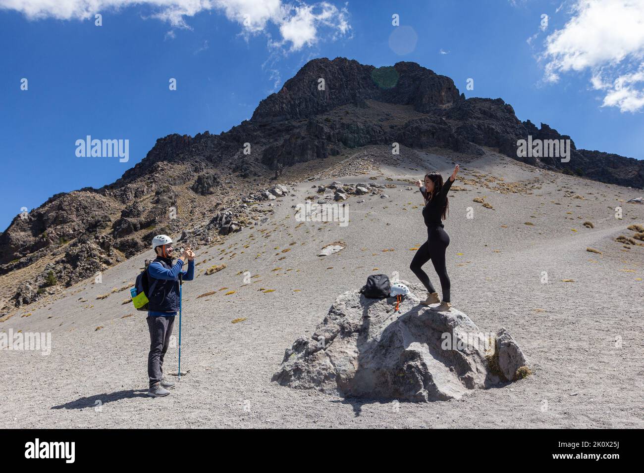 Climbers in the Nevado de Colima Volcano National Park, located in ...