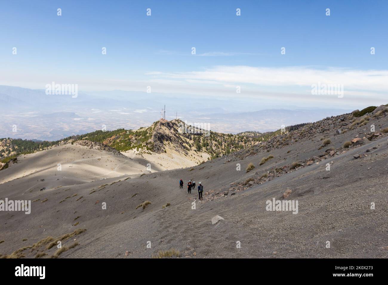 Climbers in the Nevado de Colima Volcano National Park, located in ...
