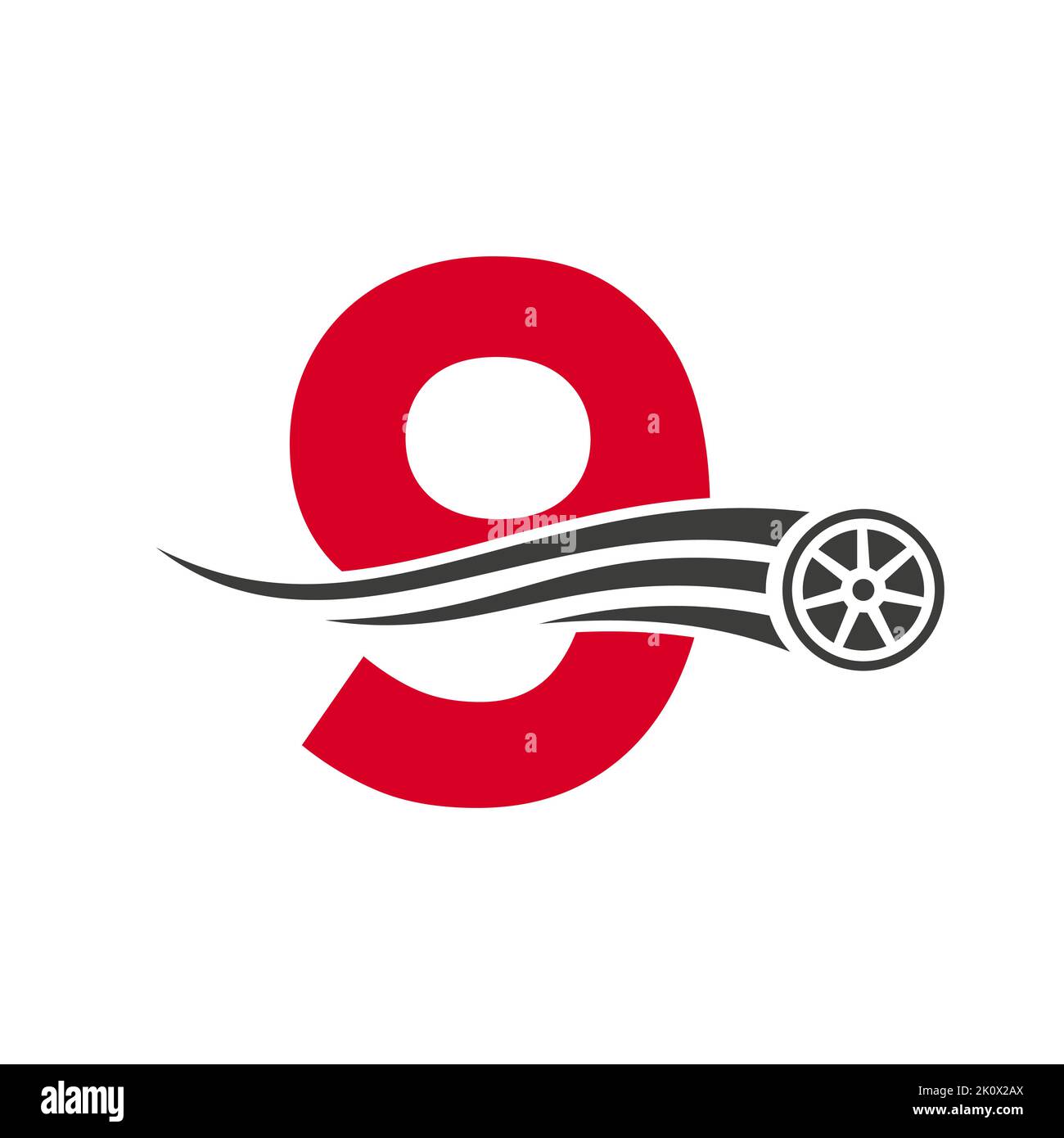 Sport Car Letter 9 Automotive Car Repair Logo Design Concept With ...