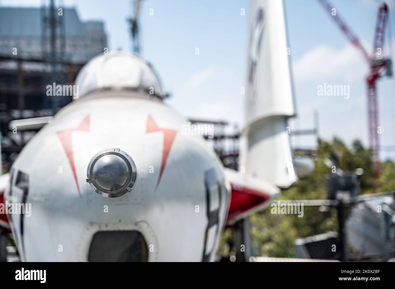 San Diego, California, US - 5.2022 - F9F-8P COUGAR plane on the deck of ...