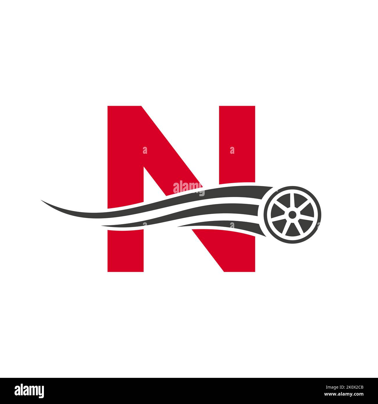Sport Car Letter N Automotive Car Repair Logo Design Concept With ...