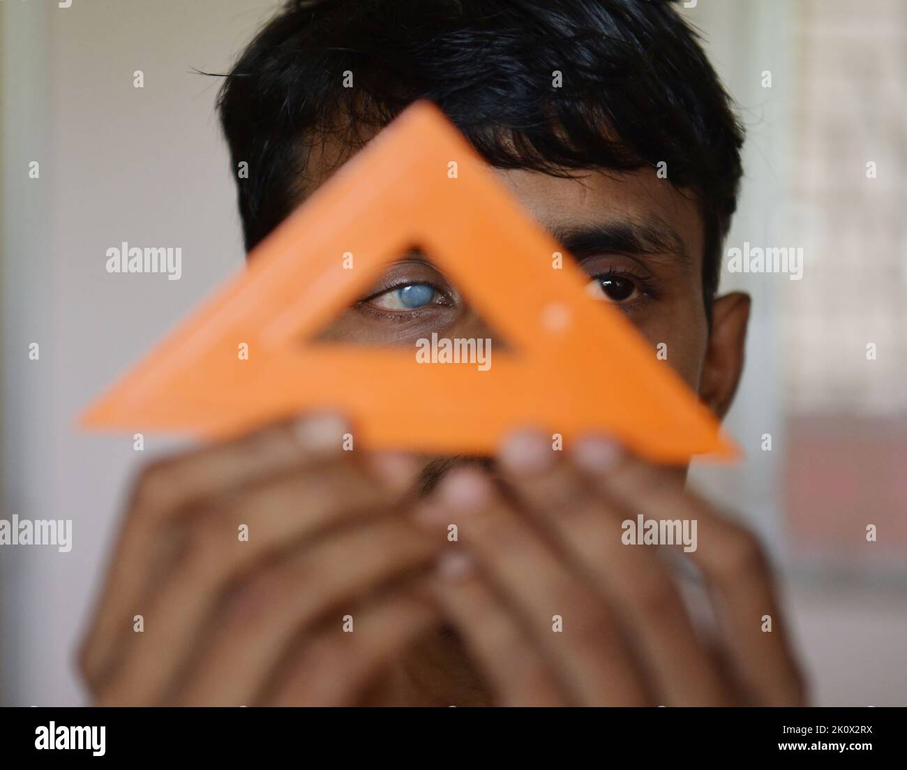 Visually impaired students studying during a special class on the eve ...
