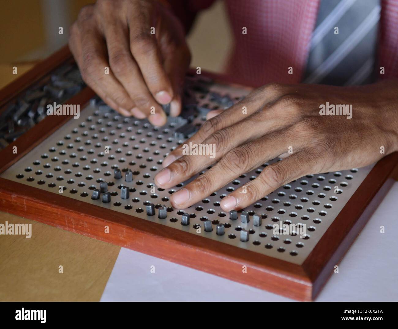 Visually impaired students studying during a special class on the eve ...
