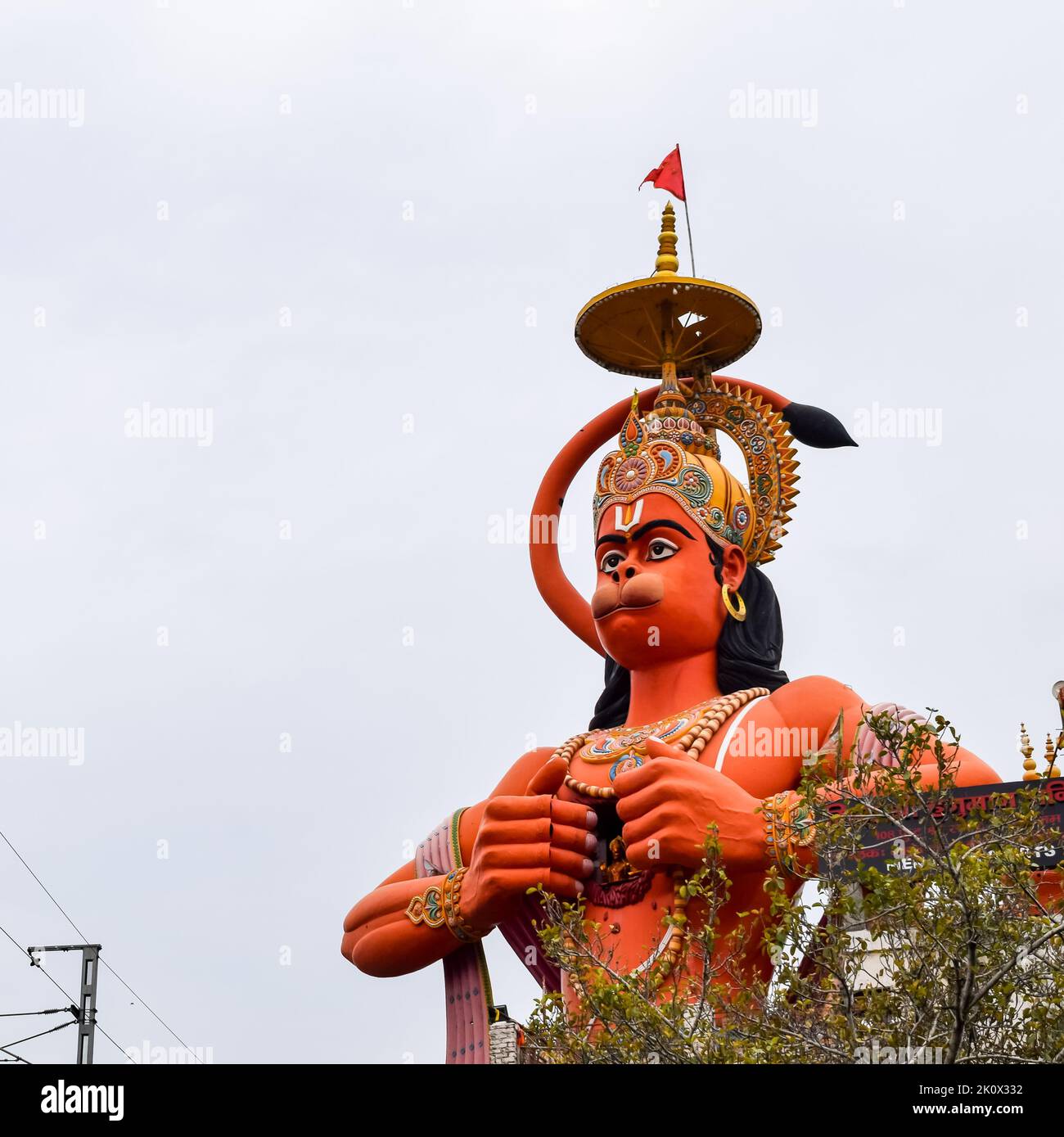 Big statue of Lord Hanuman near the delhi metro bridge situated near ...