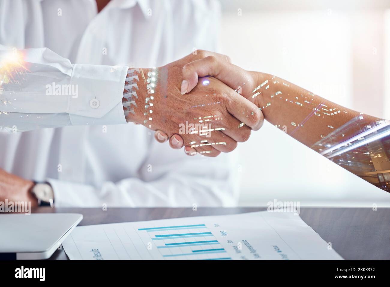 Handshake, b2b business meeting and business people shaking hands for ...