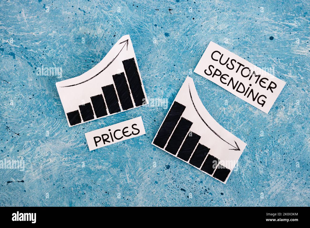 prices going up and consumer spending going down conceptual image ...